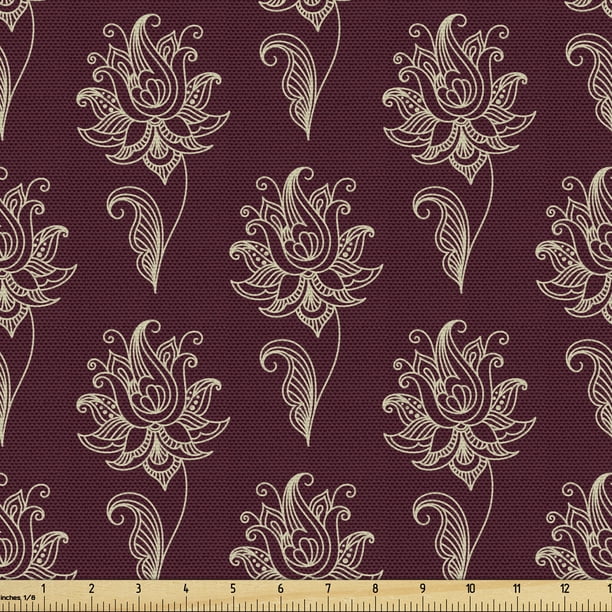 Maroon Upholstery Fabric by the Yard Rhythmic Paisley Design Antique ...