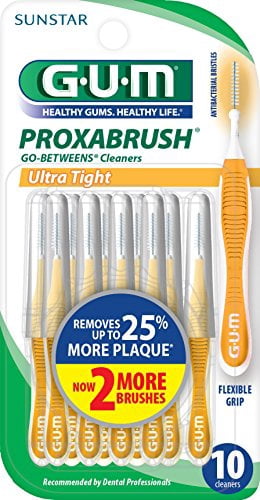 GUM Proxabrush Go-Betweens Interdental Brushes, Ultra Tight, 10 Count ...