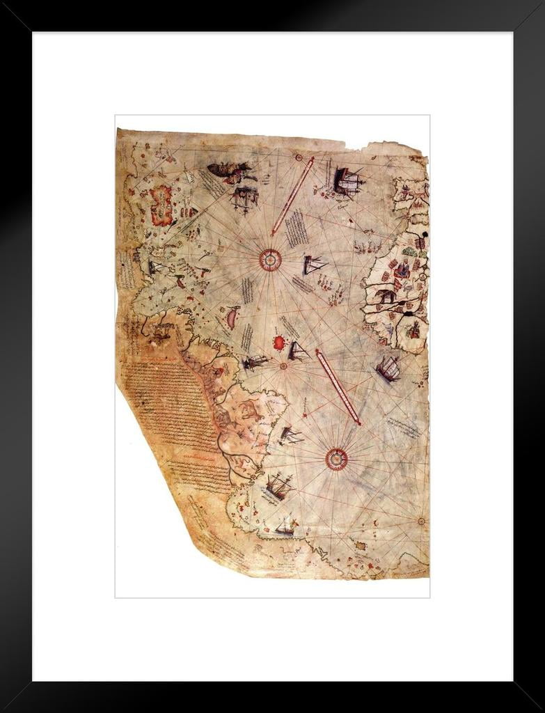 Piri Reis 1513 Historical World Map Travel World Map with Cities in ...