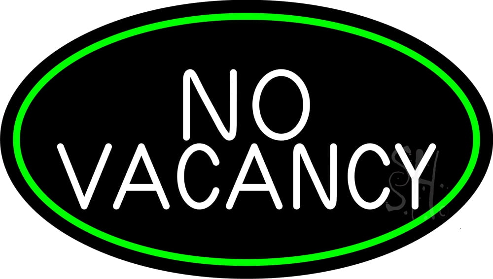 No Vacancy Oval Green Border LED Neon Sign 13 x 24 - inches, Black ...