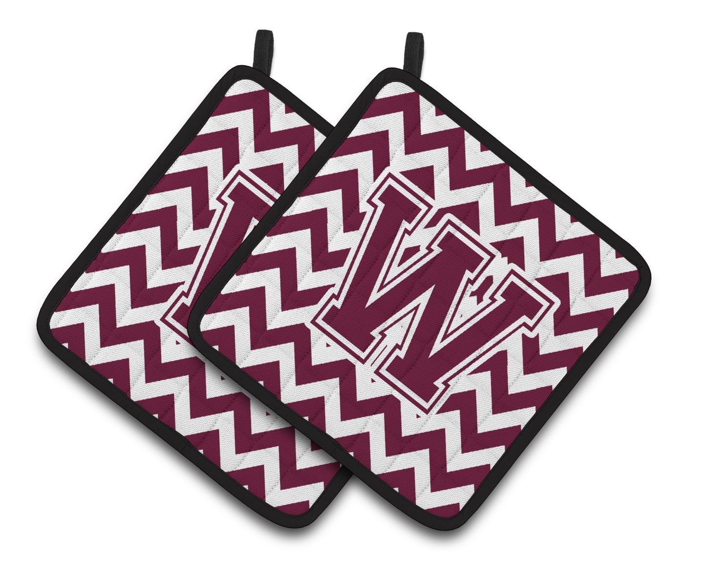 Letter W Chevron Maroon and White Pair of Pot Holders - Walmart.com