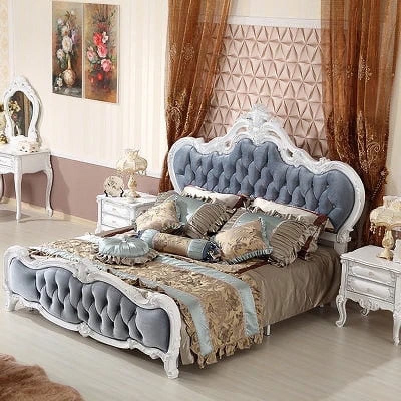 Master Villa Luxury Bed European Princess Leather Headboard King Size Bed Human Bedding Modern ...