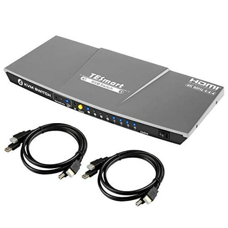 TESmart KVM Switch 4 Port HDMI | 4K 60Hz Ultra HD | Multimedia with ...