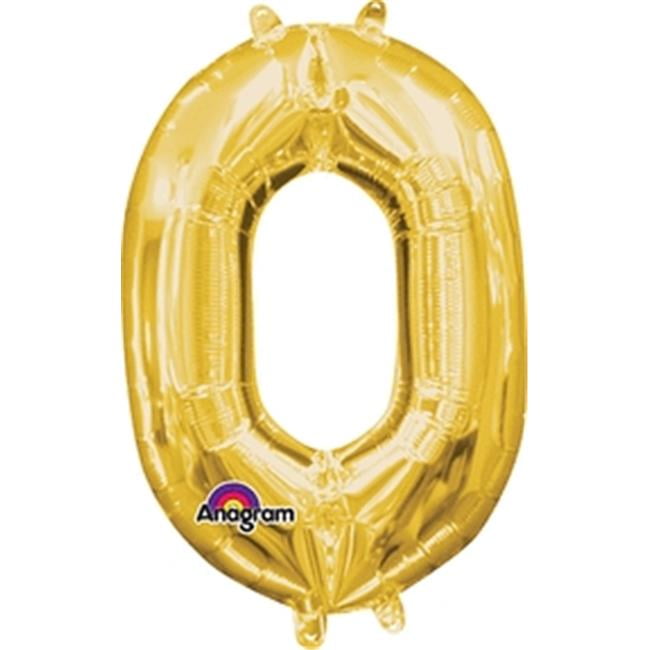 Anagram 78522 16 in. Number 0 Gold Shape Air Fill Foil Balloon ...