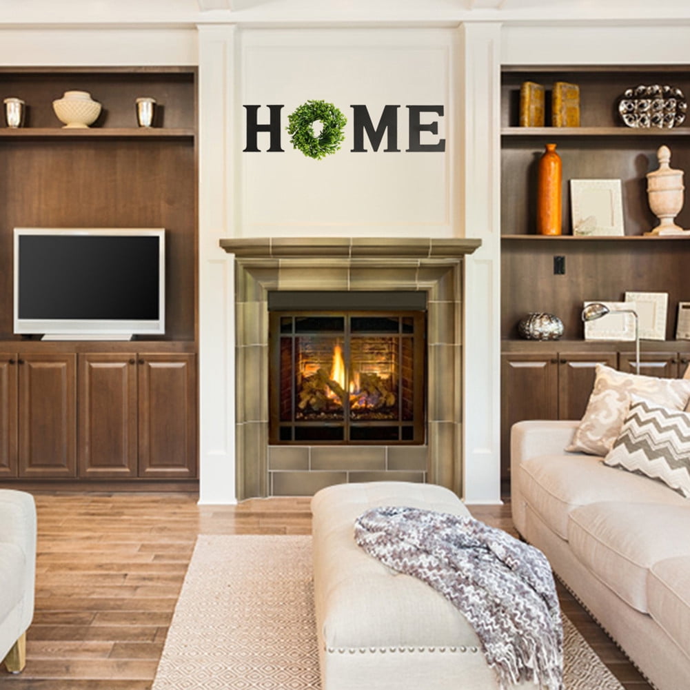 Wall Hanging Wood Home Sign with Artificial Garland for Living Room ...