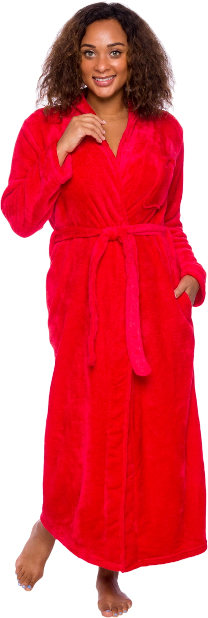 Silver Lilly Womens Robe - Plush Fleece Bathrobe - Full Length Robe ...
