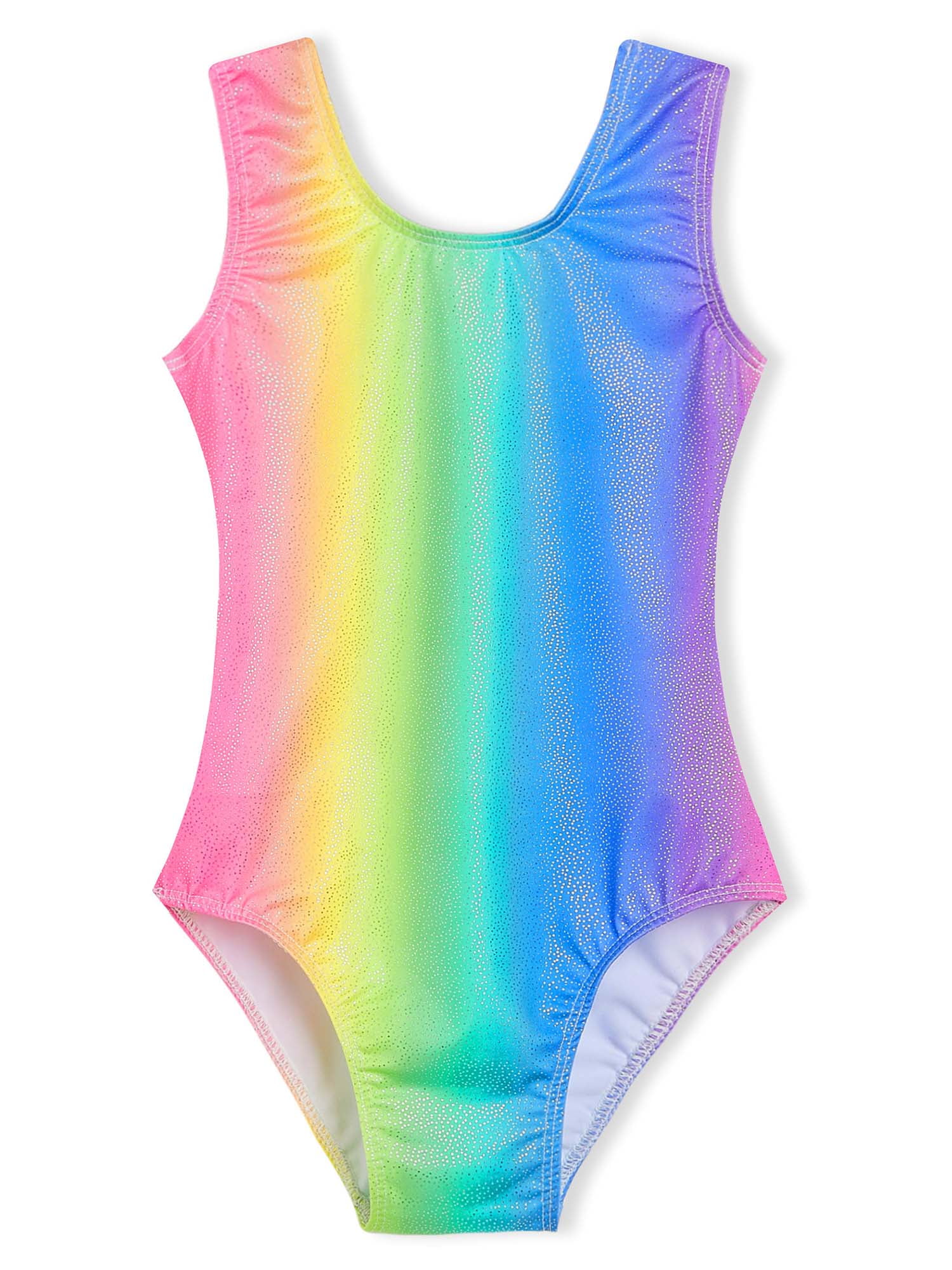 Leotard for Girls Gymnastics Size 6-7 Years Old Yellow One-Piece Stripe ...