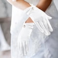 Short Satin Gloves for Women, Wrist Length White Satin Pearl Gloves ...
