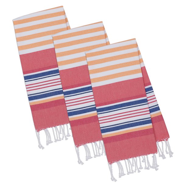 Design Imports Beachy Pink Stripes Fouta Towel Set of Three - Walmart.com