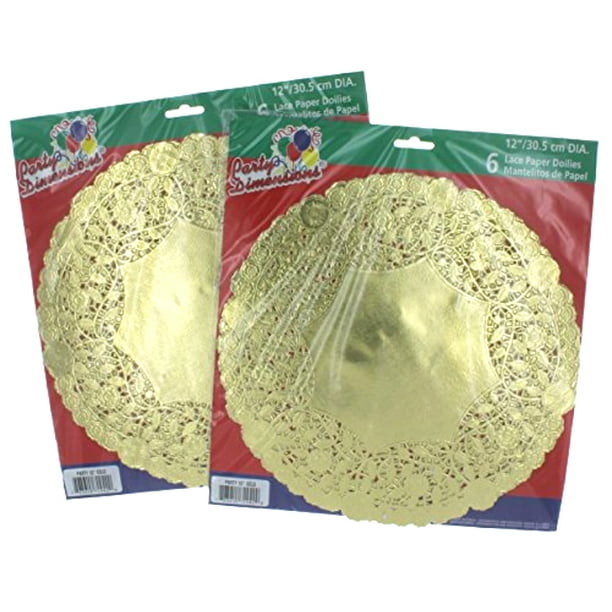 Lot of 12 Gold Round 12" PAPER LACE DOILIES Party Catering Food Wedding ...