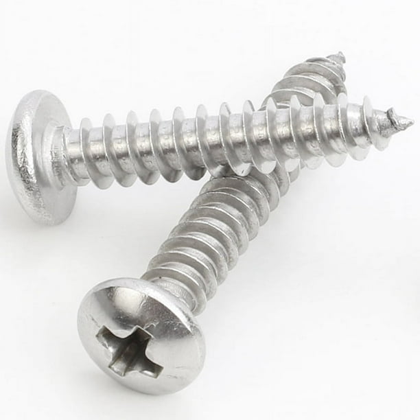 Tornillo de rosca de cabeza redonda con ranura en cruz de acero inoxidable 201, tornillo de ...