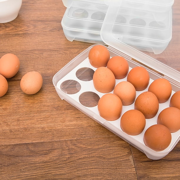 Egg Box 15 Grids Kitchen Refrigerator Storage Case Stackable Plastic ...