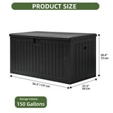 Uforic 150 Gallon Large Outdoor Deck Box, Double-Wall Resin Storage Box ...