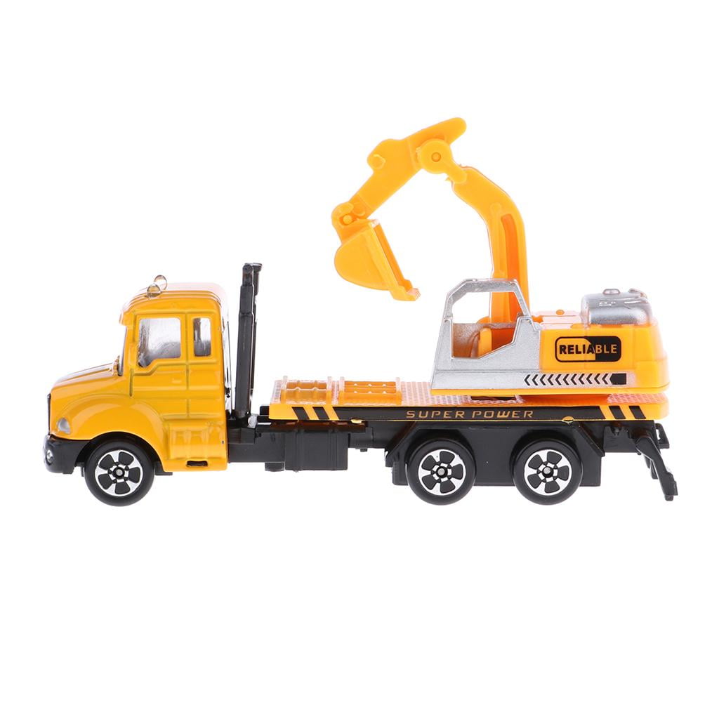 1:64 Vehicle Pull Back Engineering Yellow Toy Model, for Kids Boys Age ...