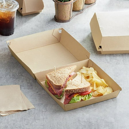 Sabert 55620 8" Square Corrugated Kraft Clamshell Take-Out Box - 100 ...