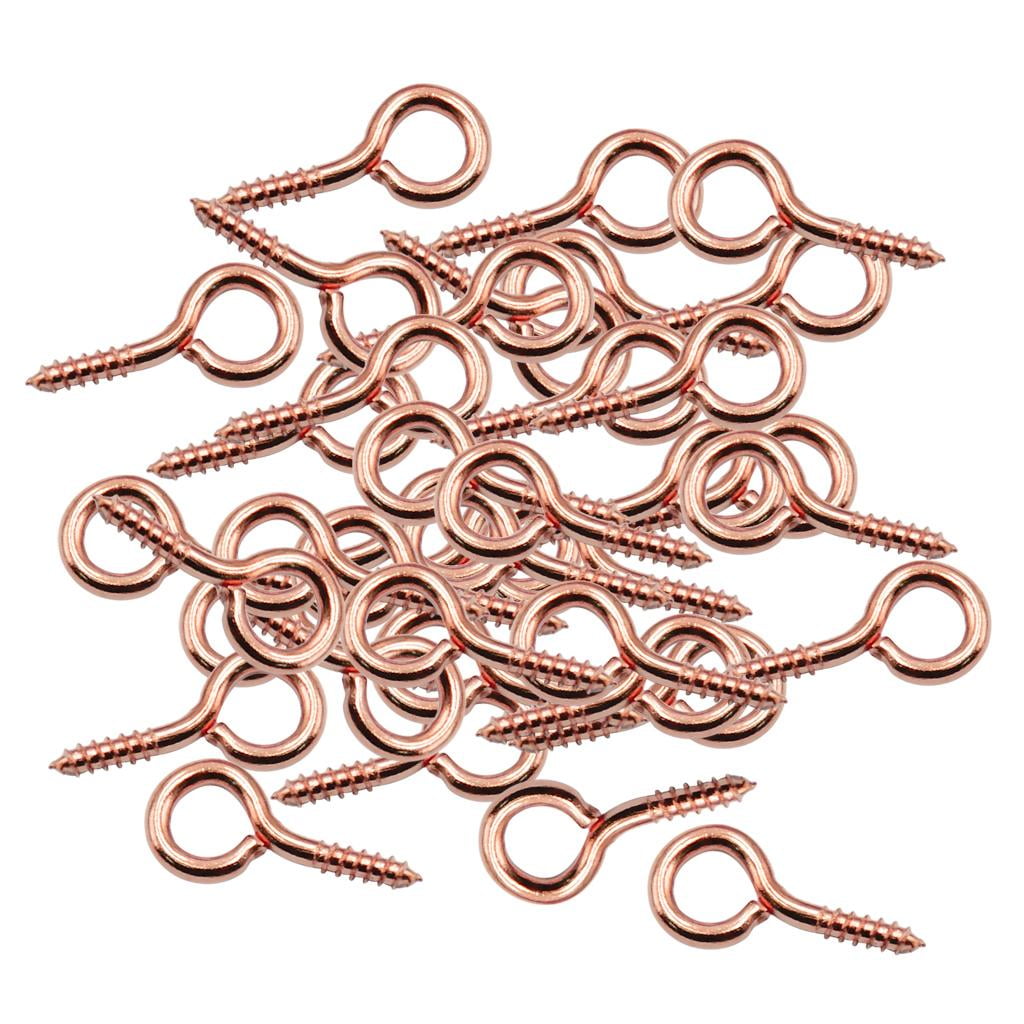 50pcs Rose Gold Mini Screw Eye Pins Hooks Eyelets Screw Threaded Pin ...