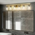 37" Golden 6-Light Vanity Light with Clear Glass Shades, Modern Iron ...