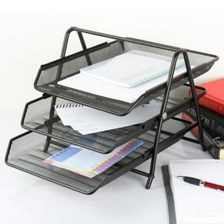 3 Tier File Rack Desk Organizer Mesh Paper Traythree floors | Walmart ...