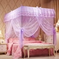 AUQ Purple Canopy Bed Curtain for Girls Adults, 4 Corners Post Cute ...