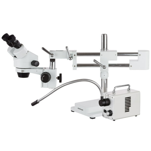 AmScope 7X-45X Zoom Stereo Microscope on Dual-Arm Boom Stand with LED ... AmScope 7X-45X Zoom Stereo Microscope on Dual-Arm Boom Stand with LED ...