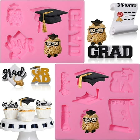 Graduation Silicone Molds,Graduation Fondant Molds with Owl Grad Cap ...