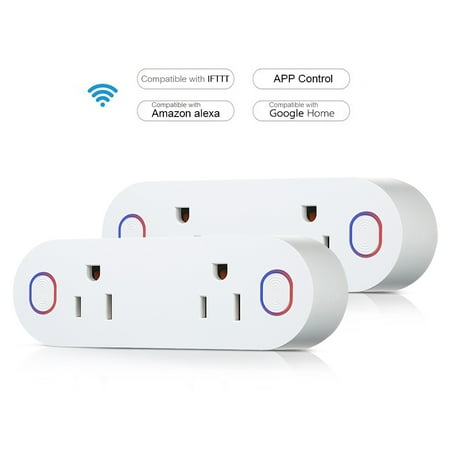 Pack of 2 Mini 2 in 1 Smart Plug Socket Wireless APP Remote Control ...