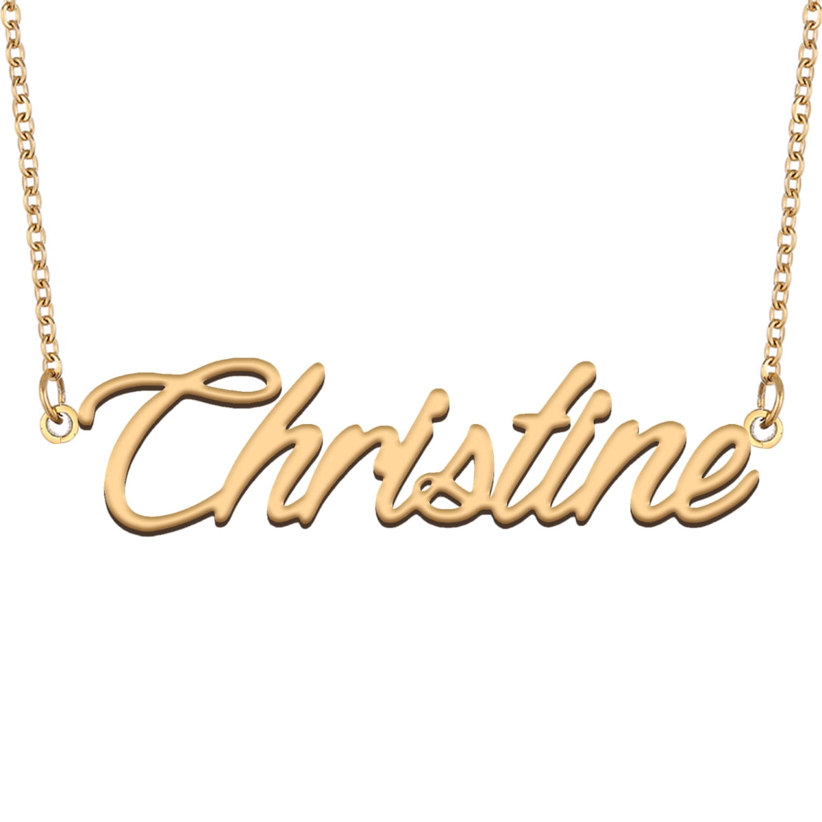 HUAN XUN Gold Alphabet Name Necklace Christine Name Tag Chain Necklace ...