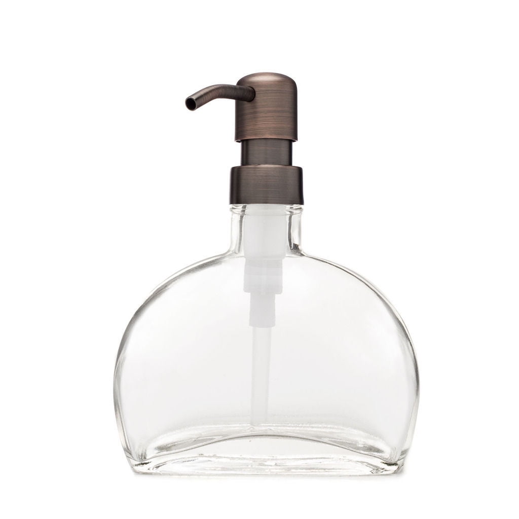 RAIL19 Half Moon Glass Soap Dispenser w/ Farmhouse Bronze Pump ...