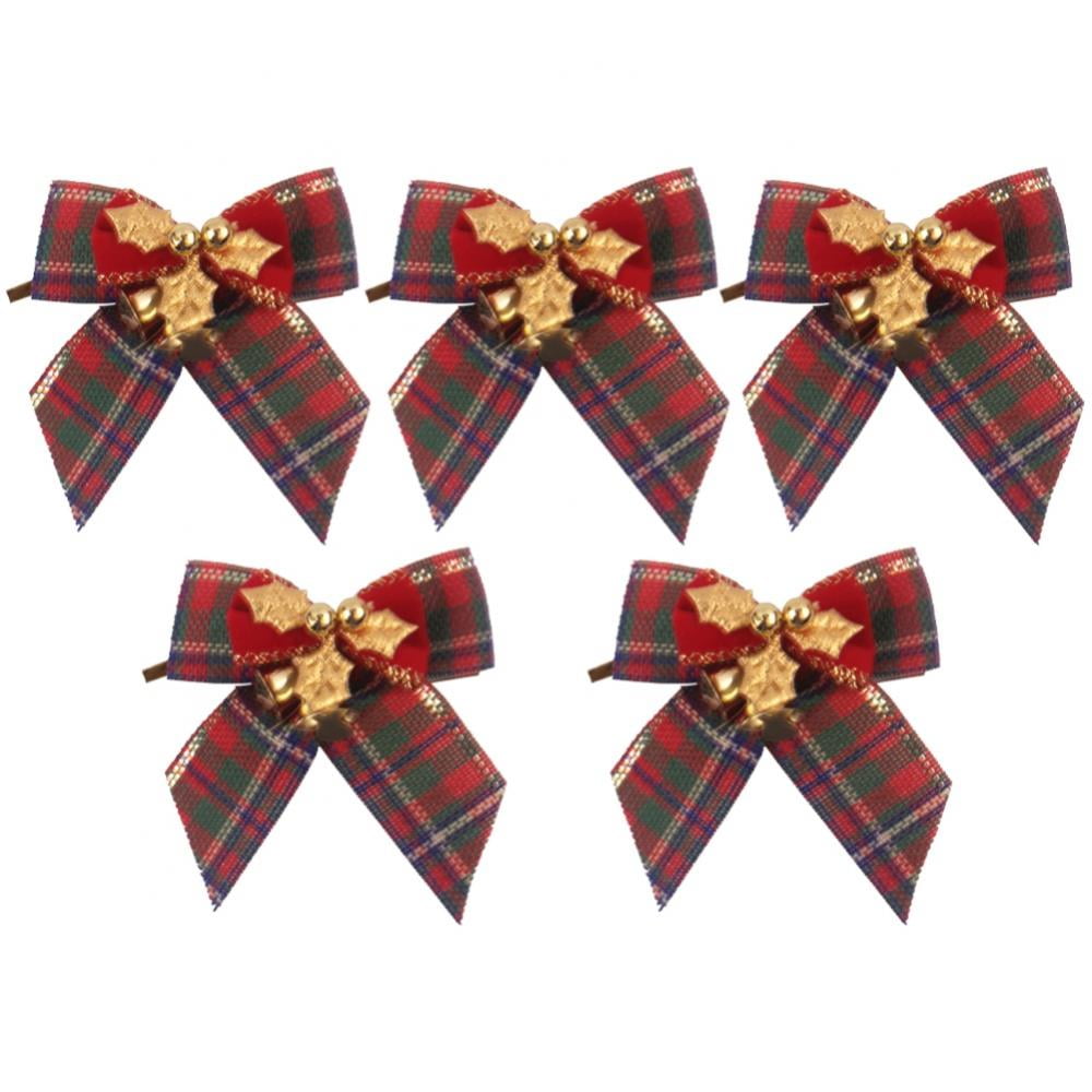 5 Pack Christmas Bow with Bells, Mini Bowknot Christmas Tree Garland ...