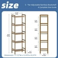 Bamboo Book Shelf, Tall Narrow Bookcase, Bathroom Shelving Unit 5 Tier ...