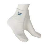 2 Pair White Bobby Socks w Butterfly Appliques - Womens Socks Sz 9-11 ...