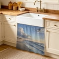 Beach Wave Cabinet Curtains Watercolor Blue Sky Ocean Modern Art Sink ...