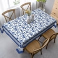 Blue Floral Tablecloth Rectangle 60x102 Inch Vintage Navy Blue Floral ...