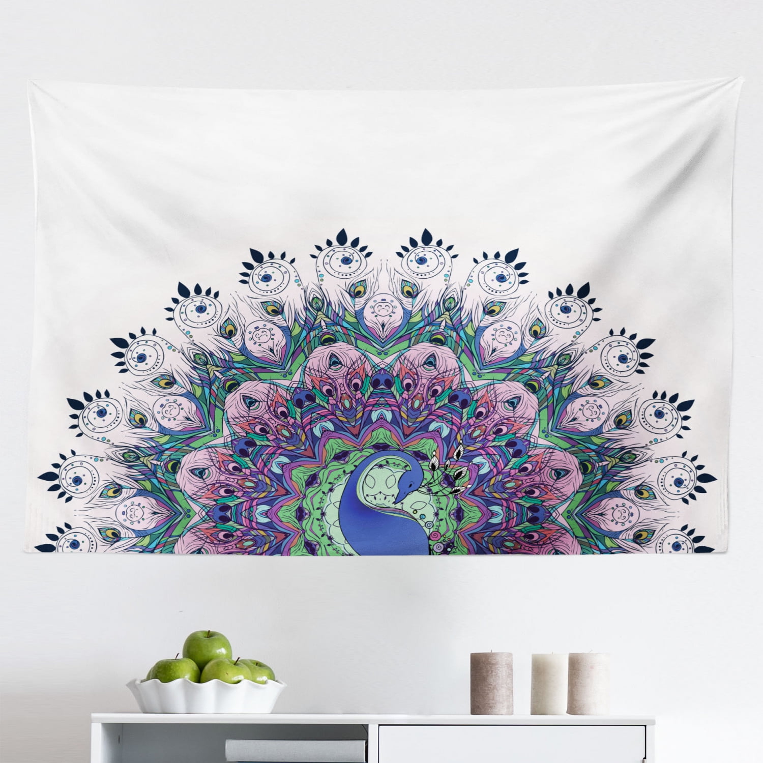 Peacock Tapestry, Peacock Pattern on The Wall Nature Colorful Ornate ...
