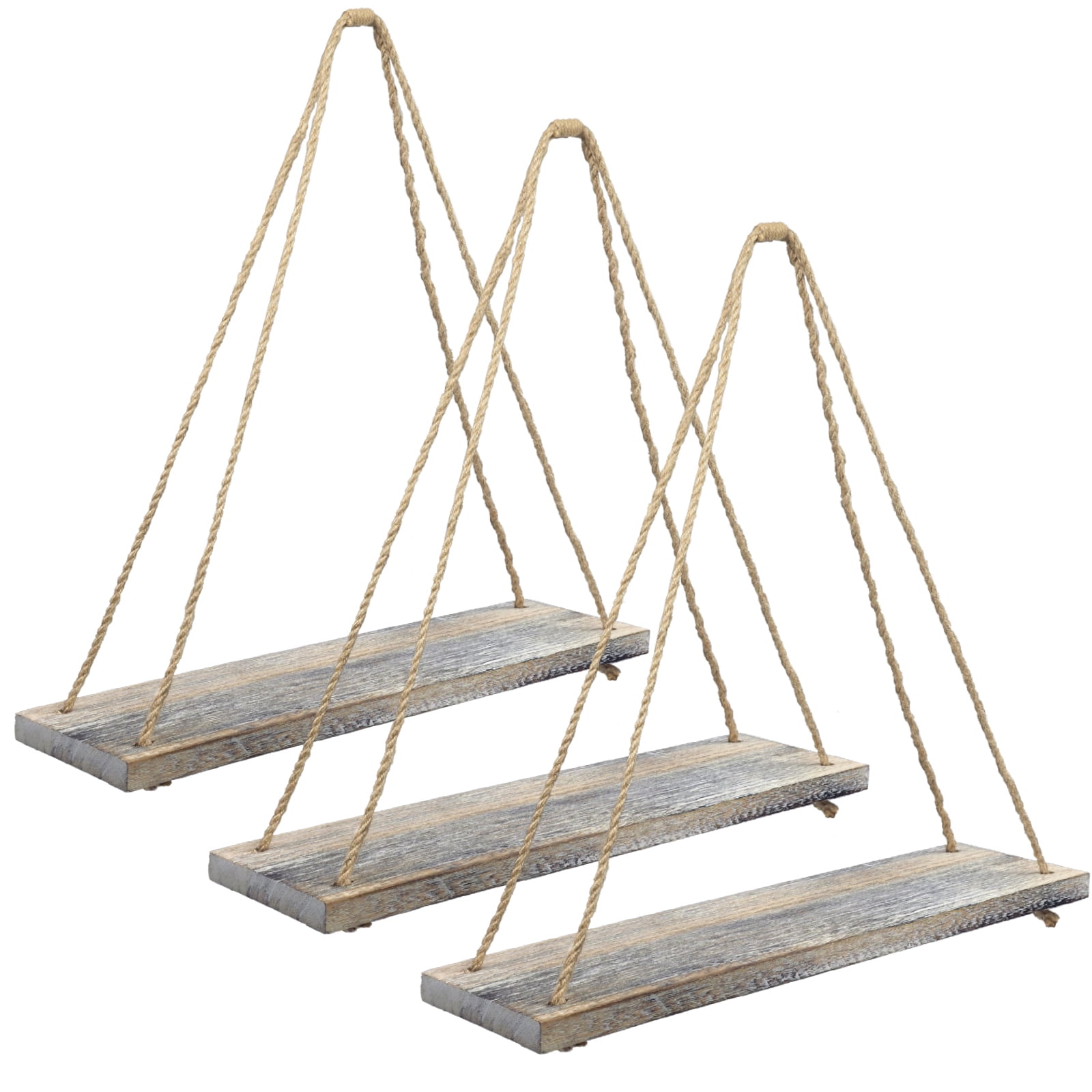 Excello Global Products Rustic Distressed Wood Hanging Shelves: 17-Inch ...