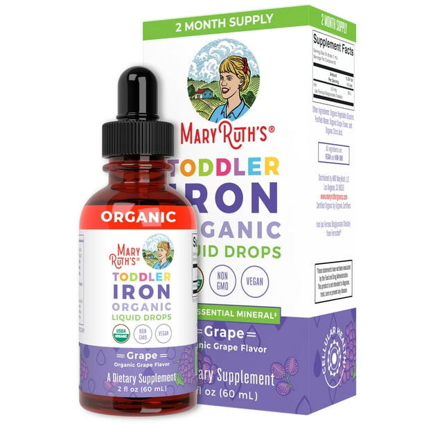 MaryRuth's | USDA Organic Iron Liquid Drops for Children Ages 1-3 ...