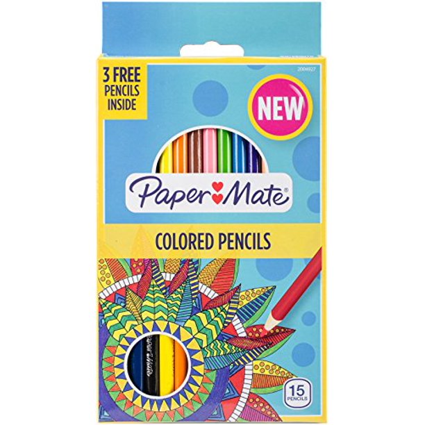Paper Mate 2004927 Colored Pencils, Assorted Colors, Pre Sharpened, 15 ...