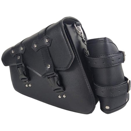 Motorcycle Saddlebags Synthetic Leather Swing Arm Bag with Water Bottle ...
