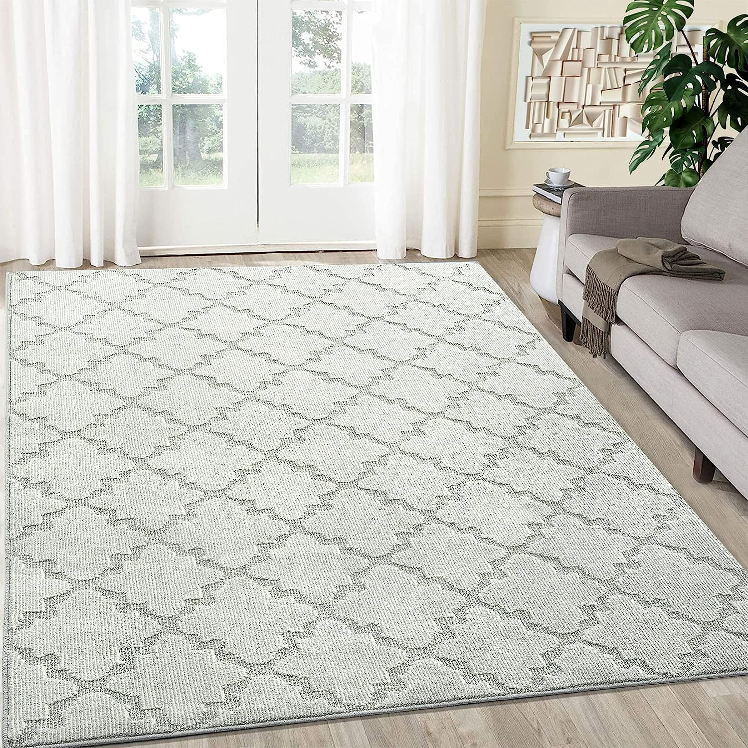 12x18 Large Area Rug Modern Geometric Area Rug Soft Textured Area Rug ...