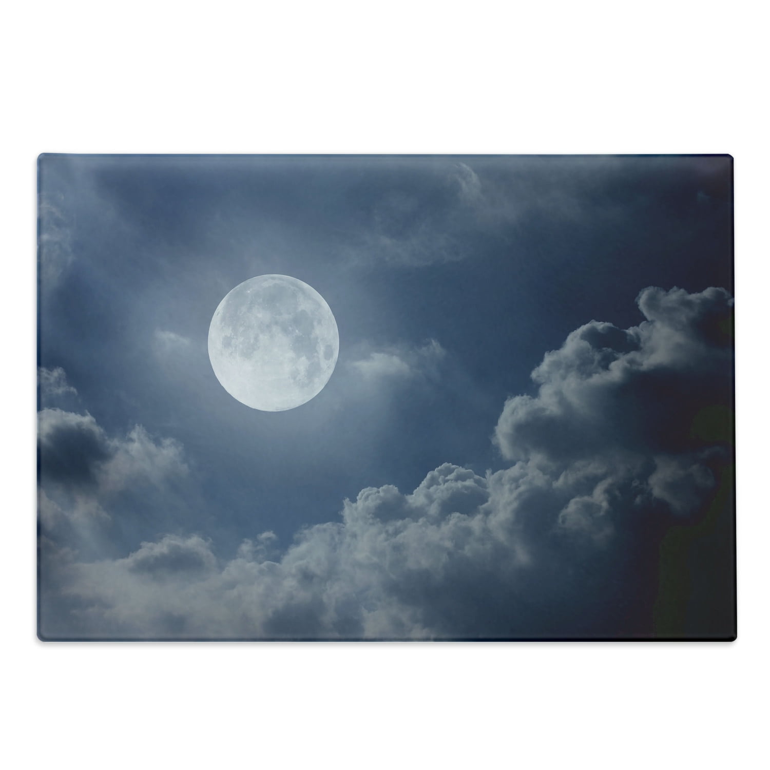 Moon Cutting Board, Night Sky with Full Moon and Clouds Nature ...