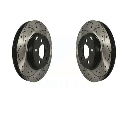 Front Coated Drilled Slotted Disc Brake Rotors Pair For Dodge Charger ...