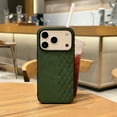 Compatible for iPhone 16 Magnetic Case, Grid Pattern PU Leather Cover ...
