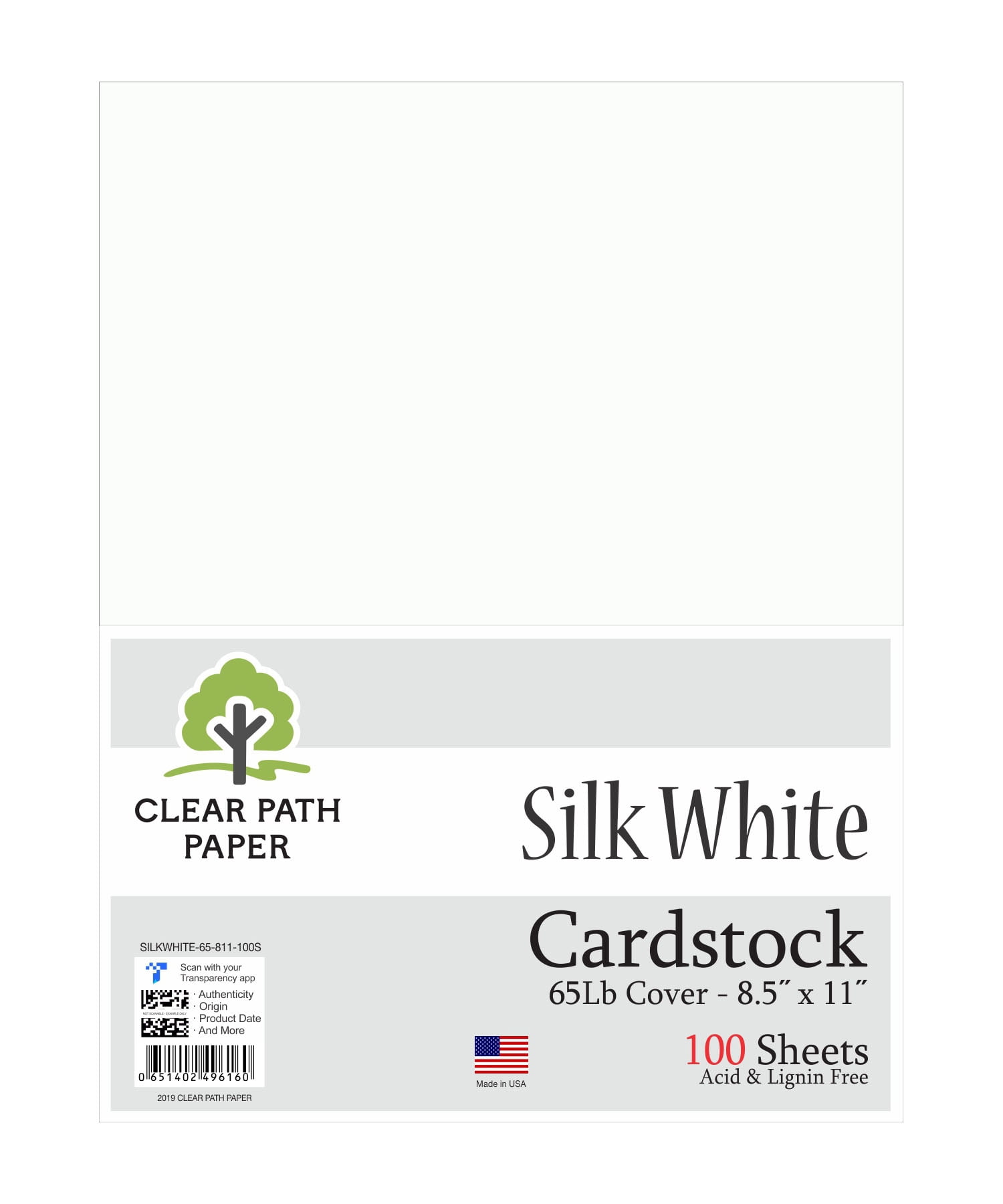 Silk White Cardstock - 8.5 x 11 inch - 65Lb Cover - 100 Sheets - Clear ...