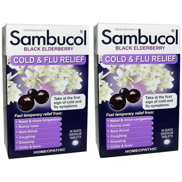 Sambucol-Black Elderberry,Cold & Flu Relief-30 Quick Dissolve Tablets ...