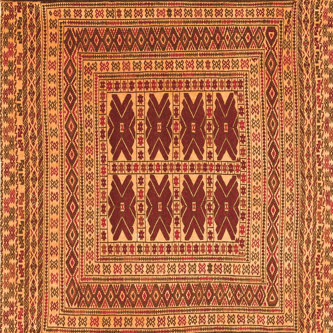 Ahgly Company Indoor Square Southwestern Orange Country Area Rugs, 3 ...