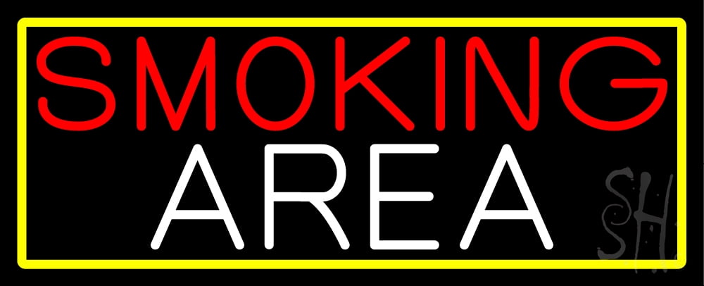 Smoking Area With Yellow Border LED Neon Sign 10 x 24 - inches, Clear ...