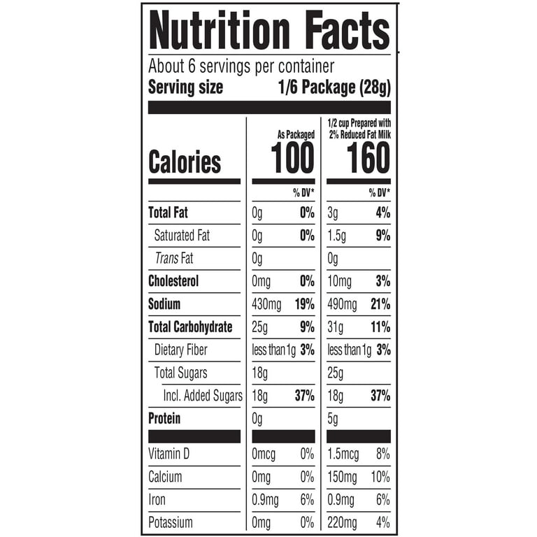 Jello Chocolate Pudding Nutrition Label