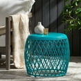 GDF Studio Brassel Outdoor Metal Mesh 19 Inch Side Table, Matte Teal ...