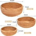 3 Pack Round Rattan Fruits Bread Baskets, Vintage Hand-woven Wicker ...