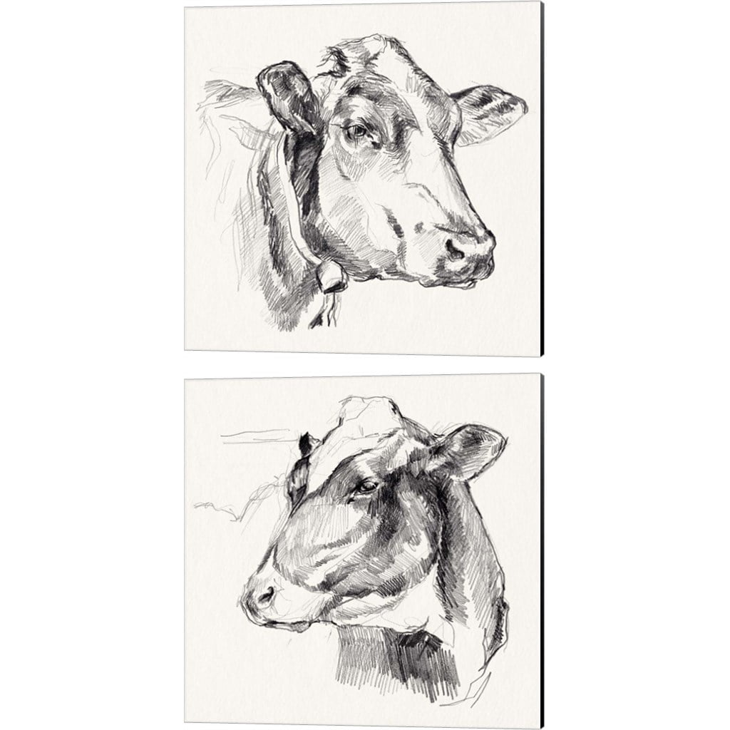 Great Art Now Holstein Portrait Sketch by Jennifer Parker 2 Piece ...
